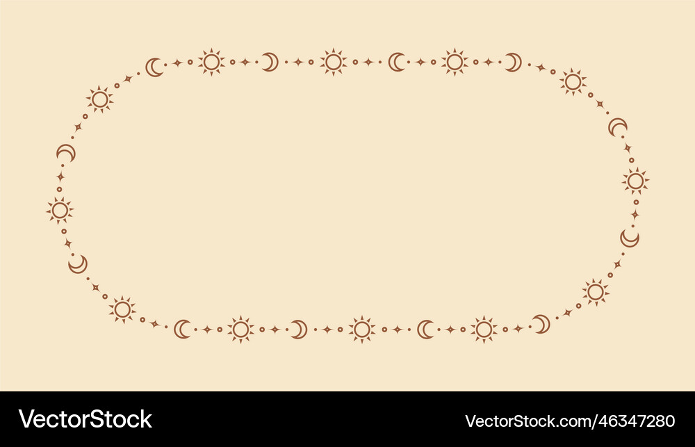 Mystic celestial frame with sun stars moon phases Vector Image