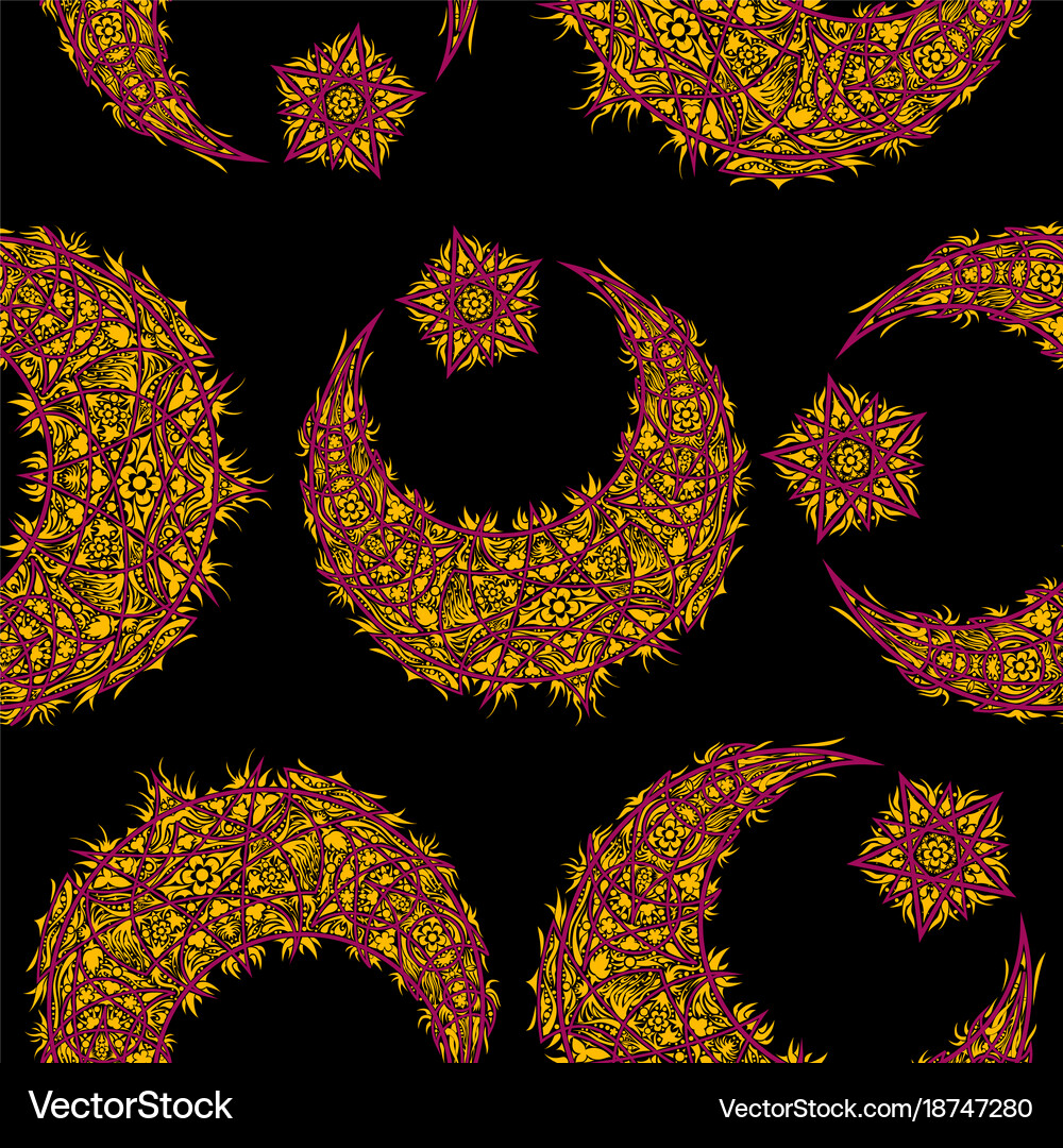 Oriental pattern moon and stars islam arabic Vector Image