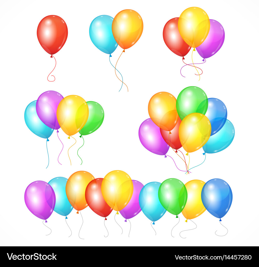 Realistic balloon rainbow set Royalty Free Vector Image