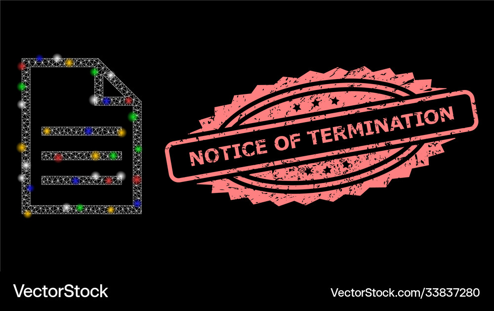 Scratched notice termination stamp seal and net Vector Image