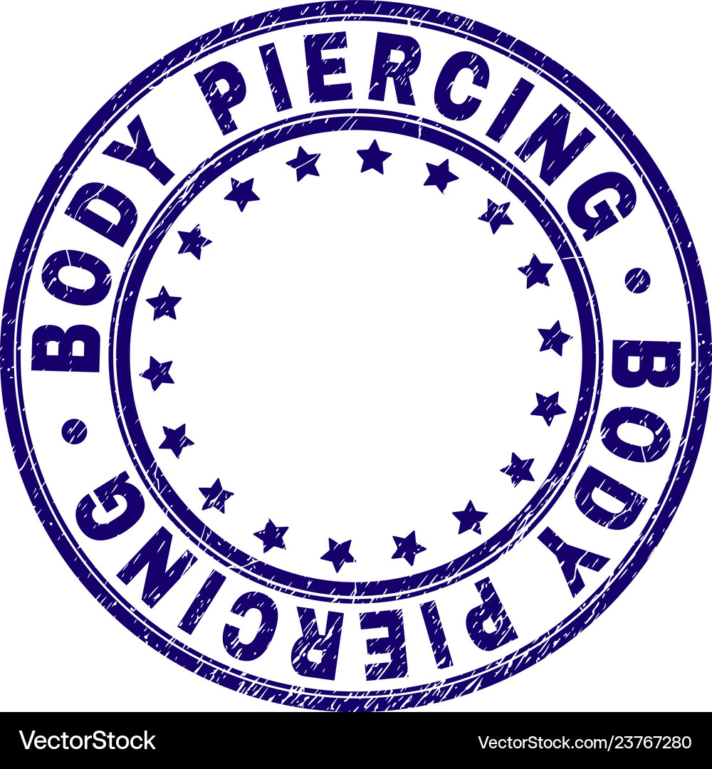 Scratched textured body piercing round stamp seal Vector Image