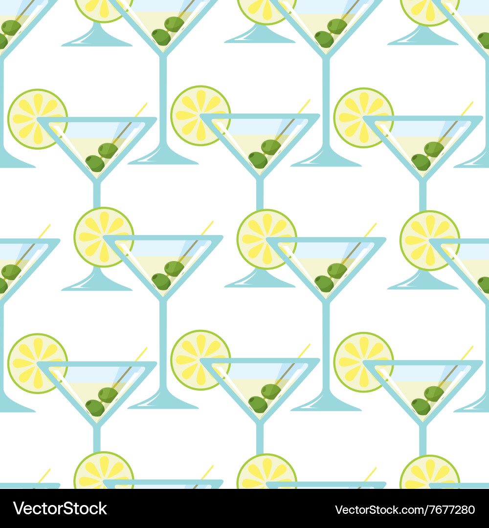 Seamless pattern with a glass of martini with Vector Image