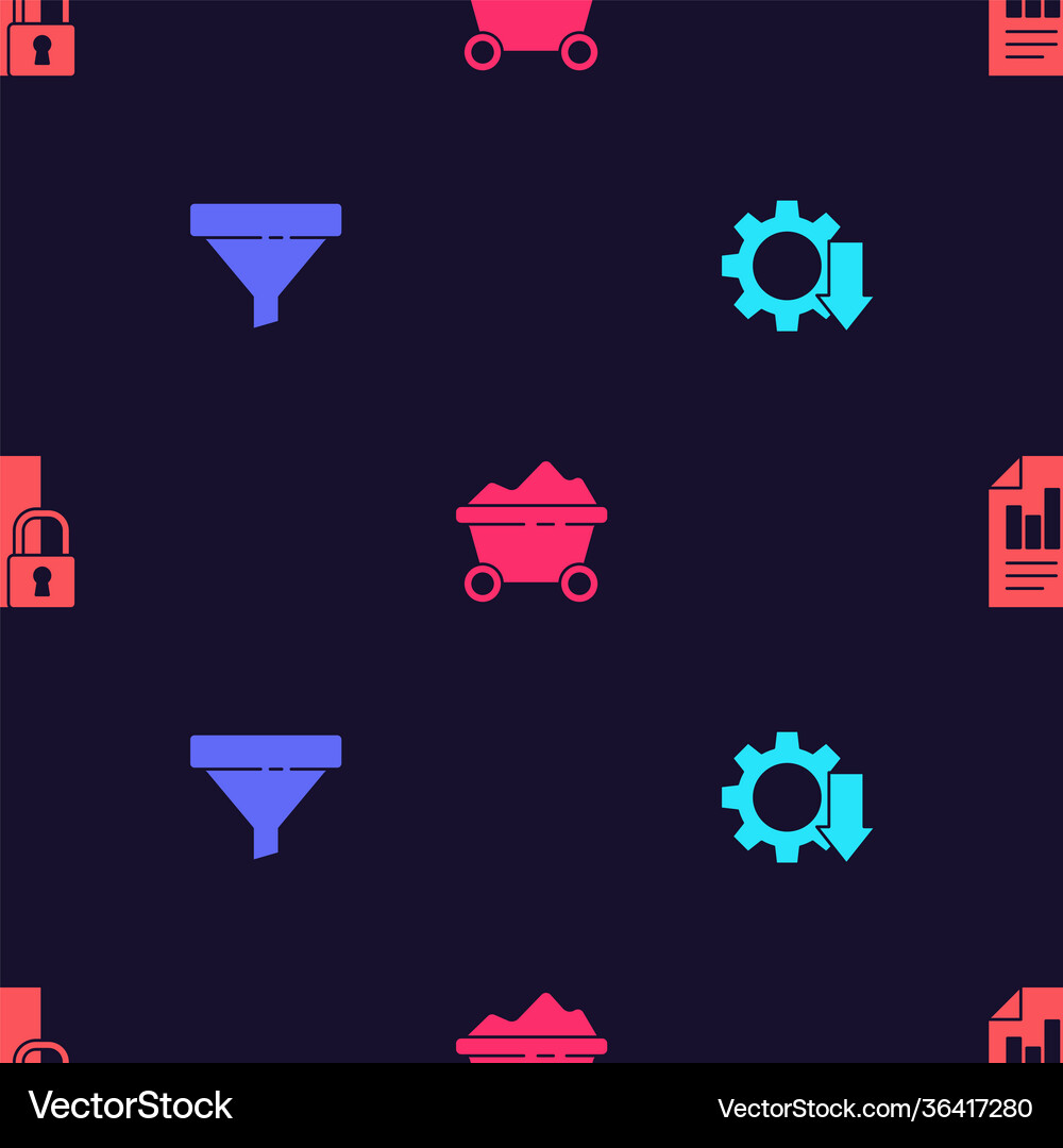 Set cost reduction sales funnel coal mine Vector Image