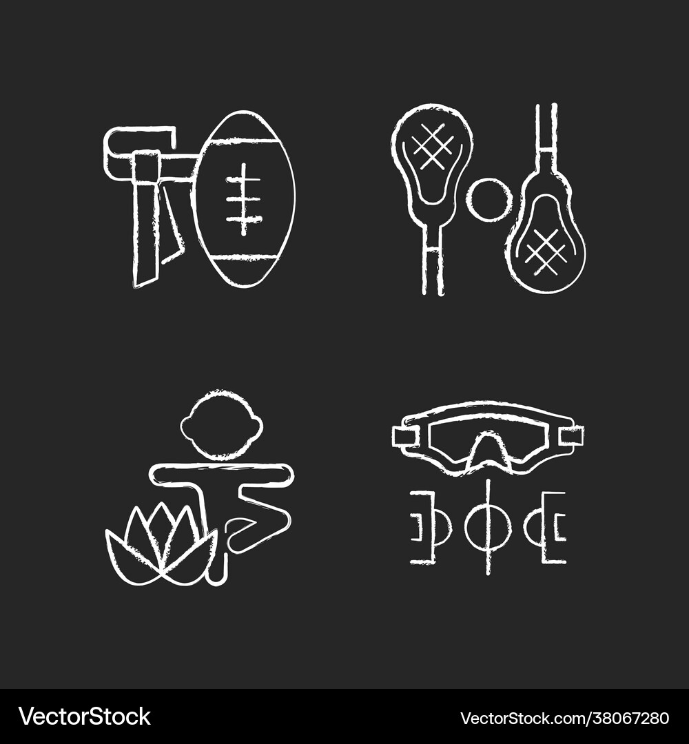Summer camp activities chalk white icons set Vector Image