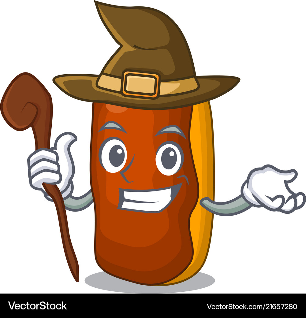 Witch mascot cartoon eclair cake color chocolate Vector Image