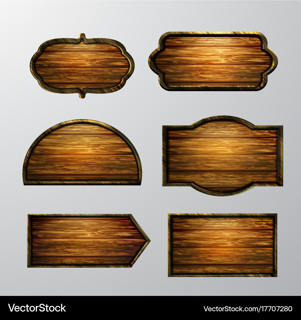 Wooden signs icon set Royalty Free Vector Image