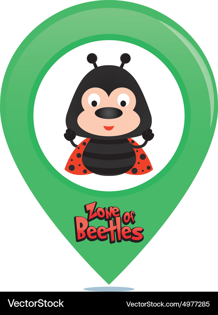 An isolated colored pin with text and animal Vector Image