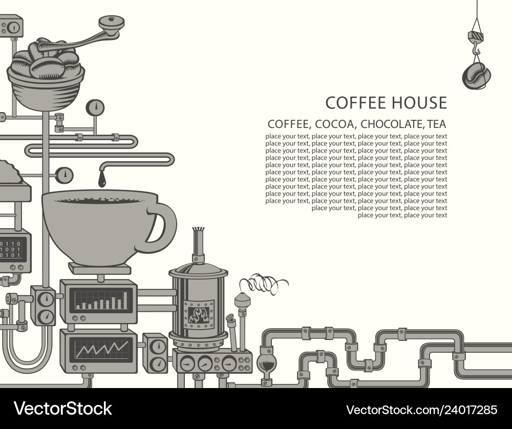 Banner with a conveyor coffee production Vector Image
