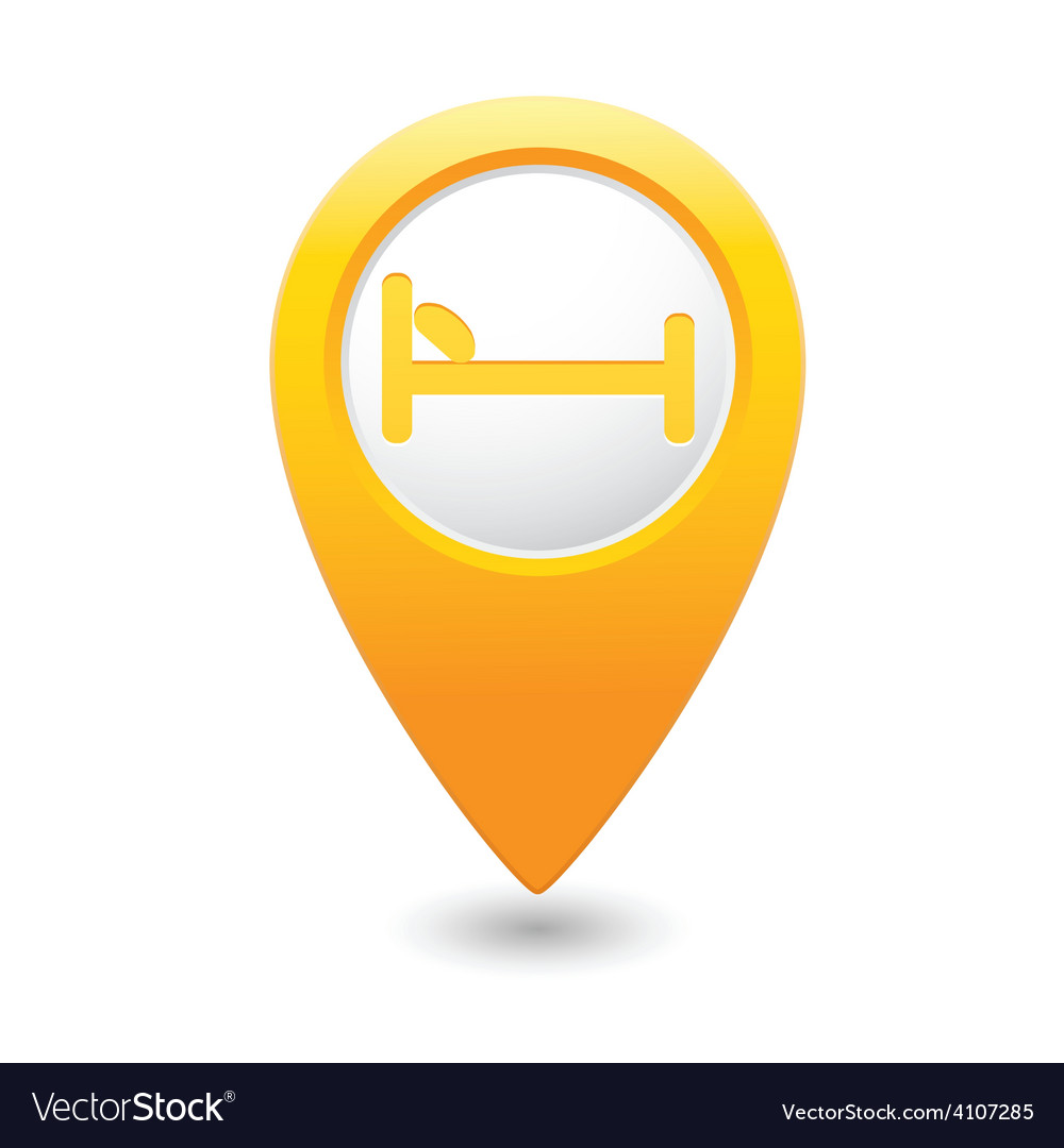 Bed map pointer yellow Royalty Free Vector Image