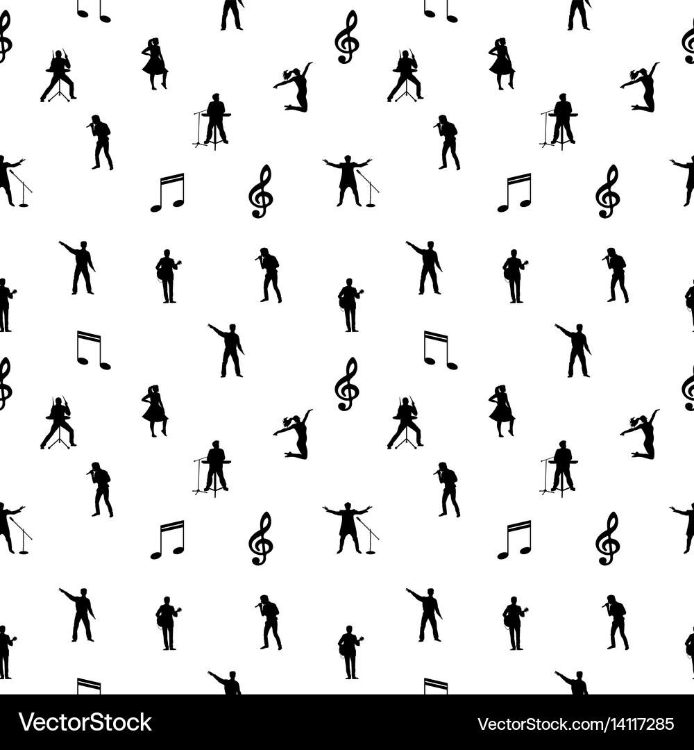 Black and white music seamless background Vector Image