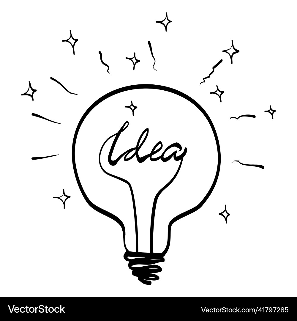 Doodle bulb light idea for icon symbol of idea Vector Image