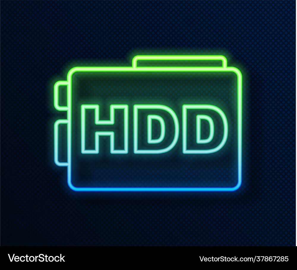 Glowing neon line hard disk drive hdd icon Vector Image