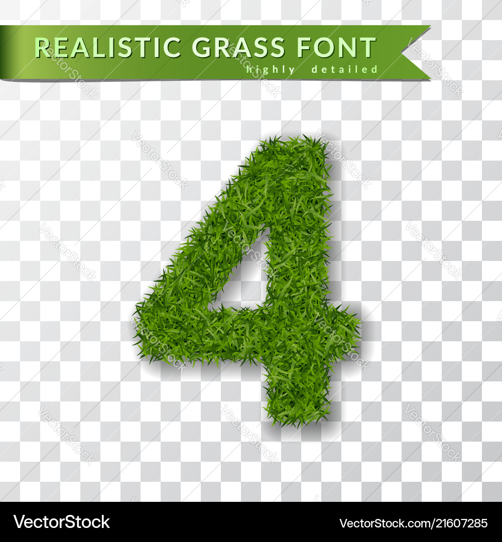 Grass number four green number four isolated Vector Image