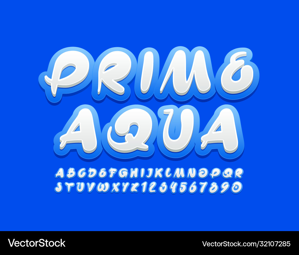 Modern logo prime aqua handwritten font Royalty Free Vector