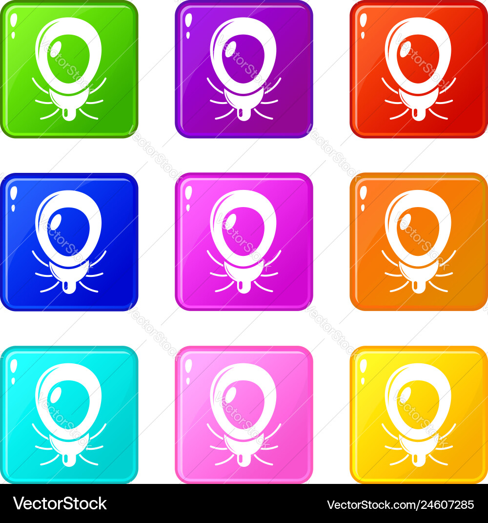 Mouse virus icons set 9 color collection Vector Image