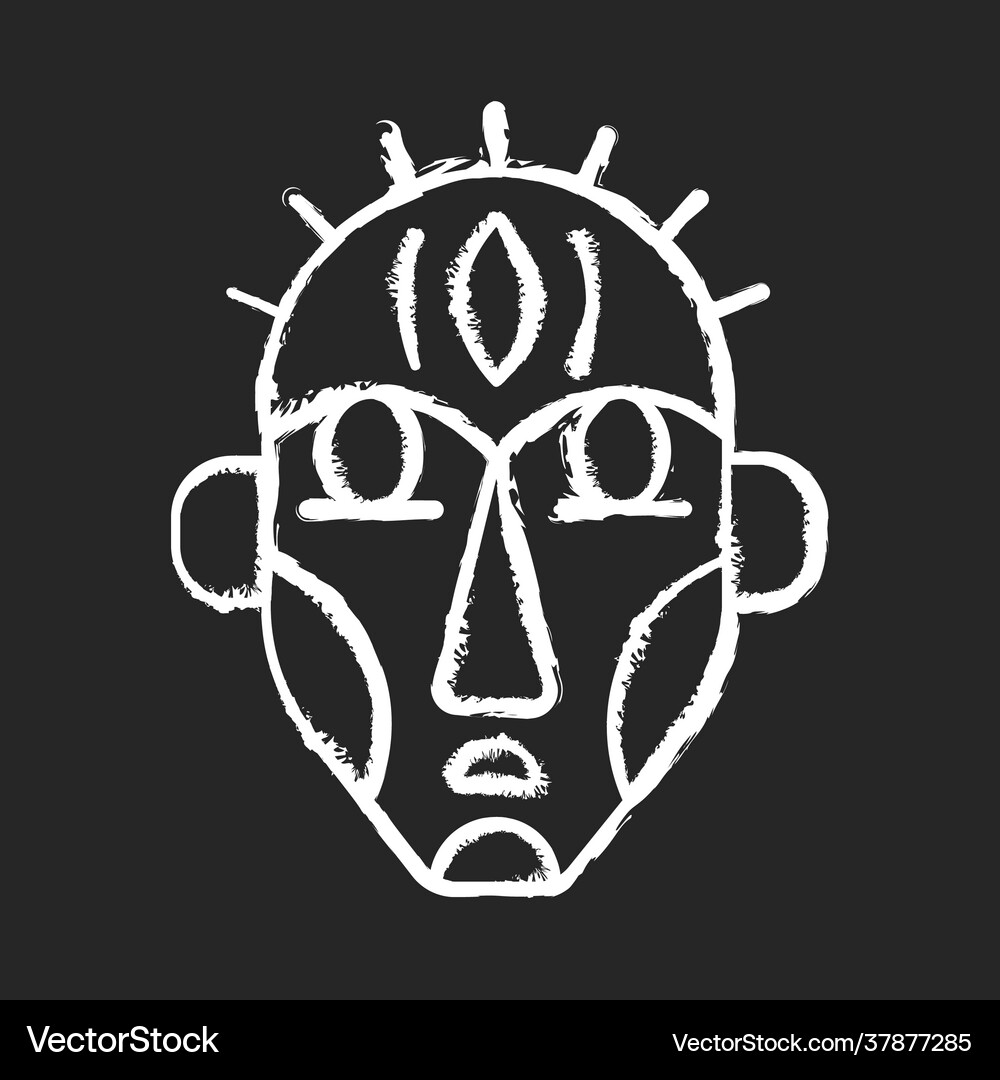 Ritual masks chalk white icon on black background Vector Image