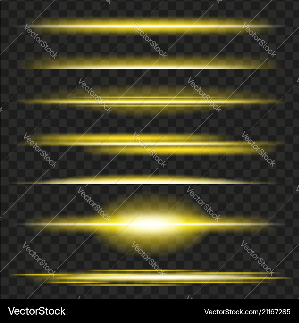 Set of yellow glowing light effect isolated Vector Image