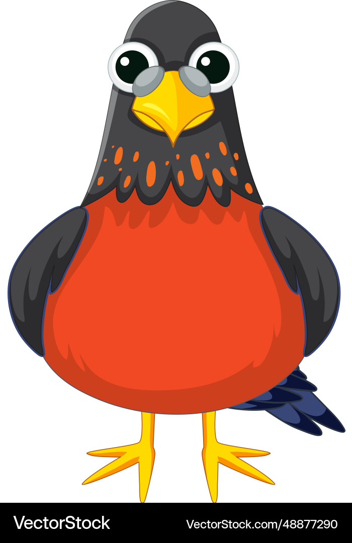 Adorable cartoon bird character standing alone Vector Image