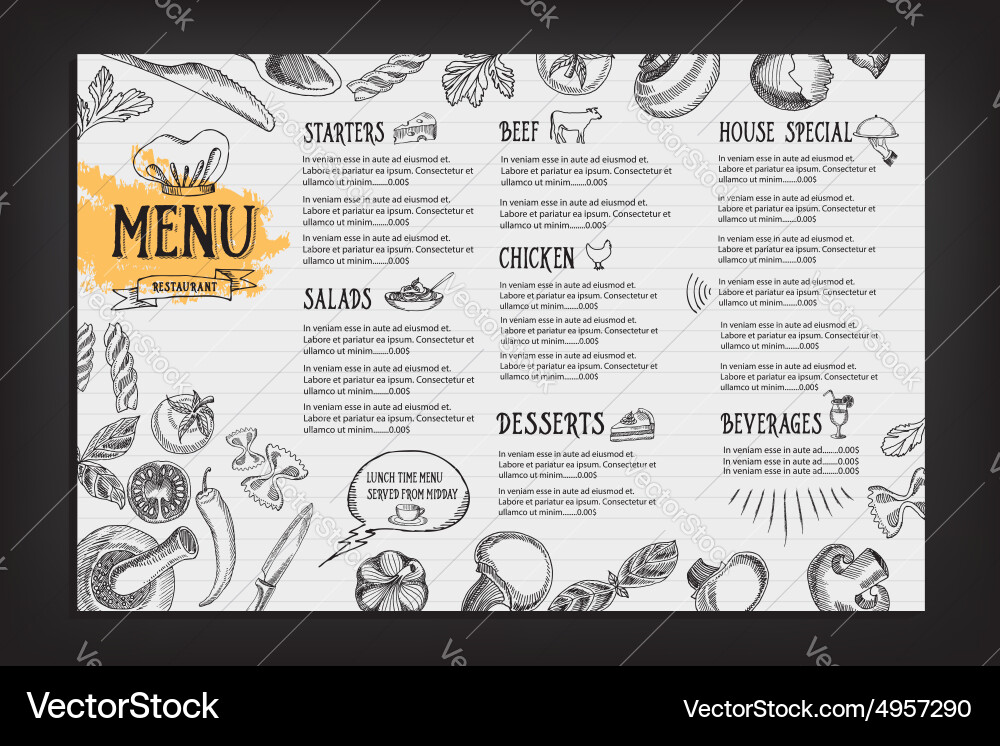 Cafe menu restaurant brochure food design template