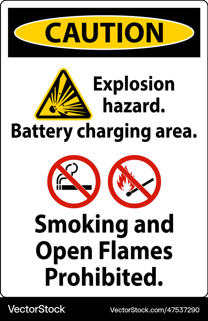 Caution sign explosion hazard battery charging Vector Image