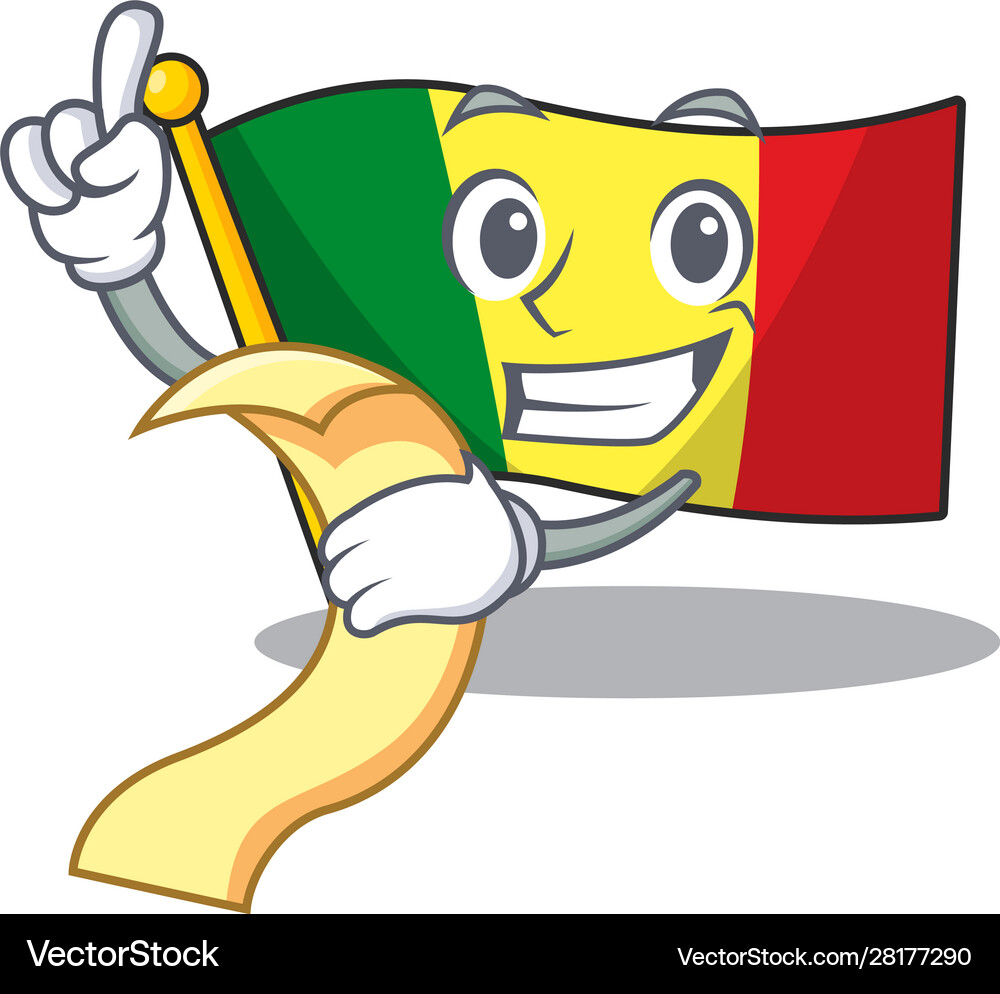 Cute flag mali cartoon character with menu ready Vector Image