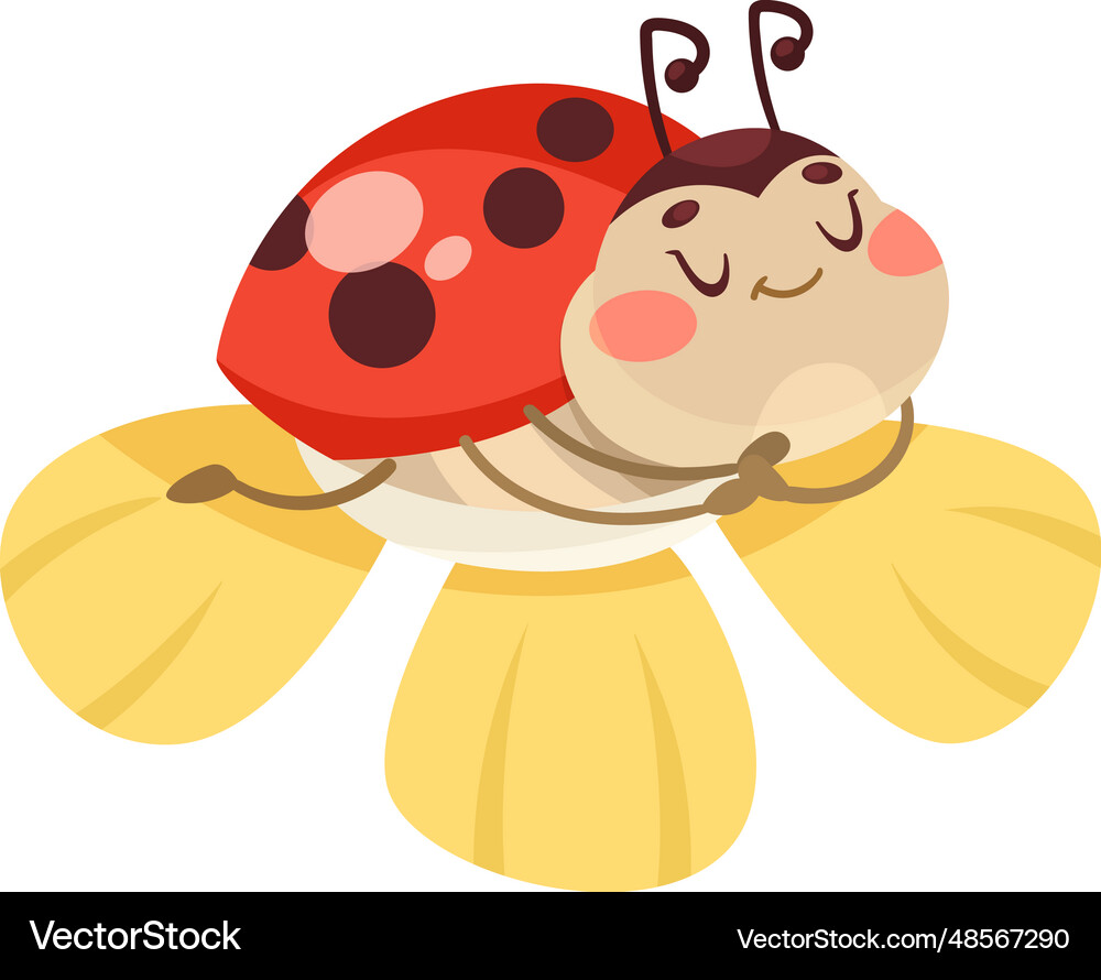 Cute ladybug character with spotted wings sleep Vector Image