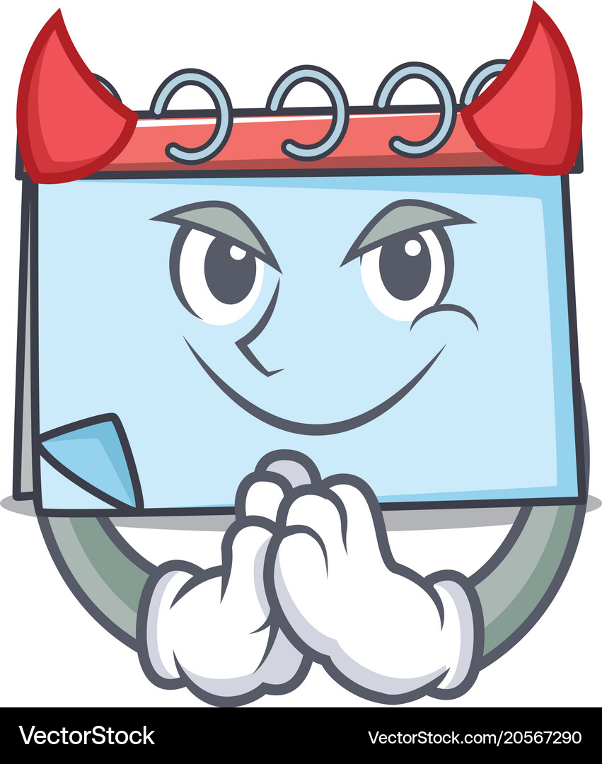 Devil calendar mascot cartoon style Royalty Free Vector