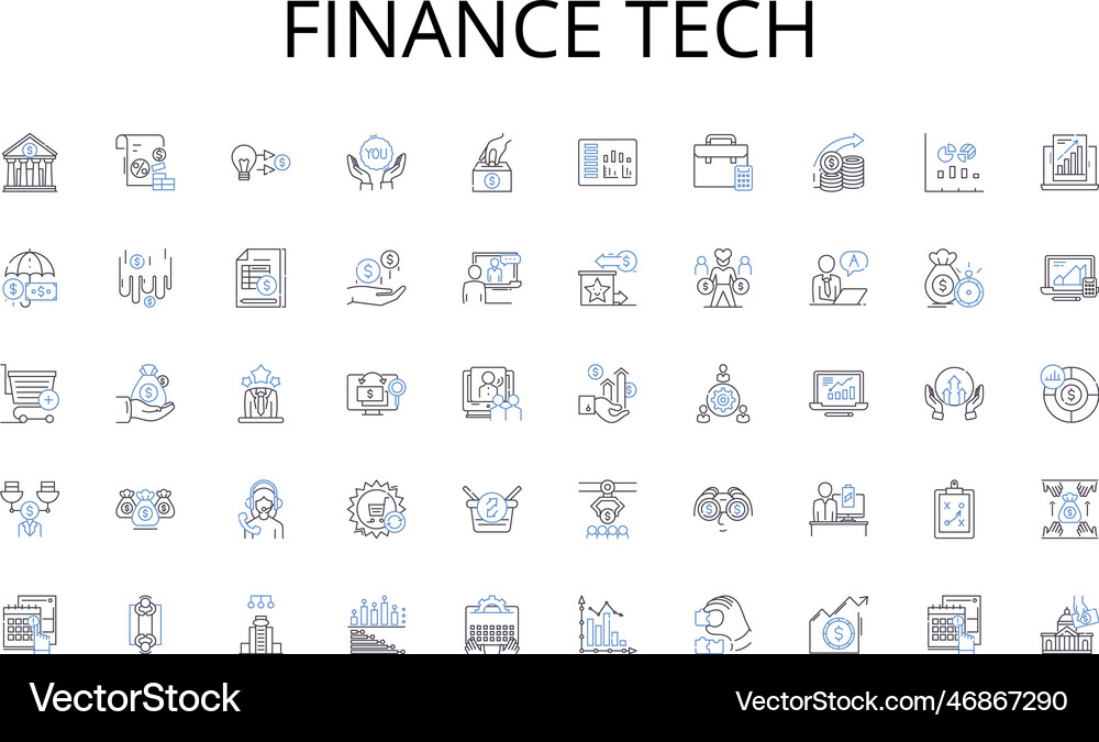 Finance tech line icons collection rejoice Vector Image