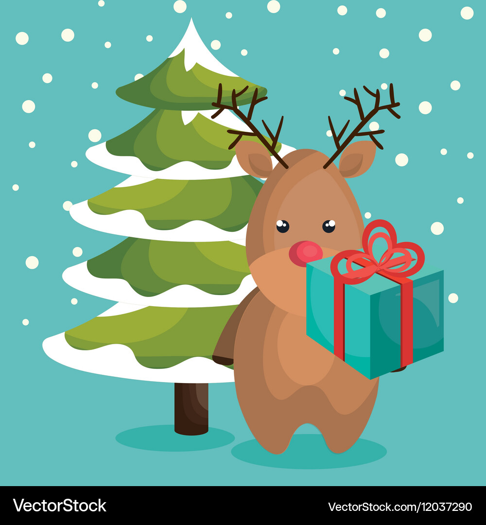 Happy merry christmas tree card Royalty Free Vector Image