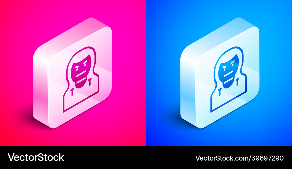 Isometric thief mask icon isolated on pink Vector Image