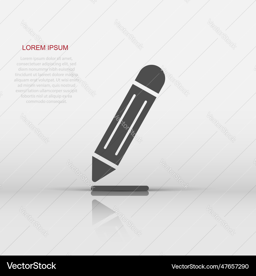 Pencil icon in flat style pen on white isolated Vector Image