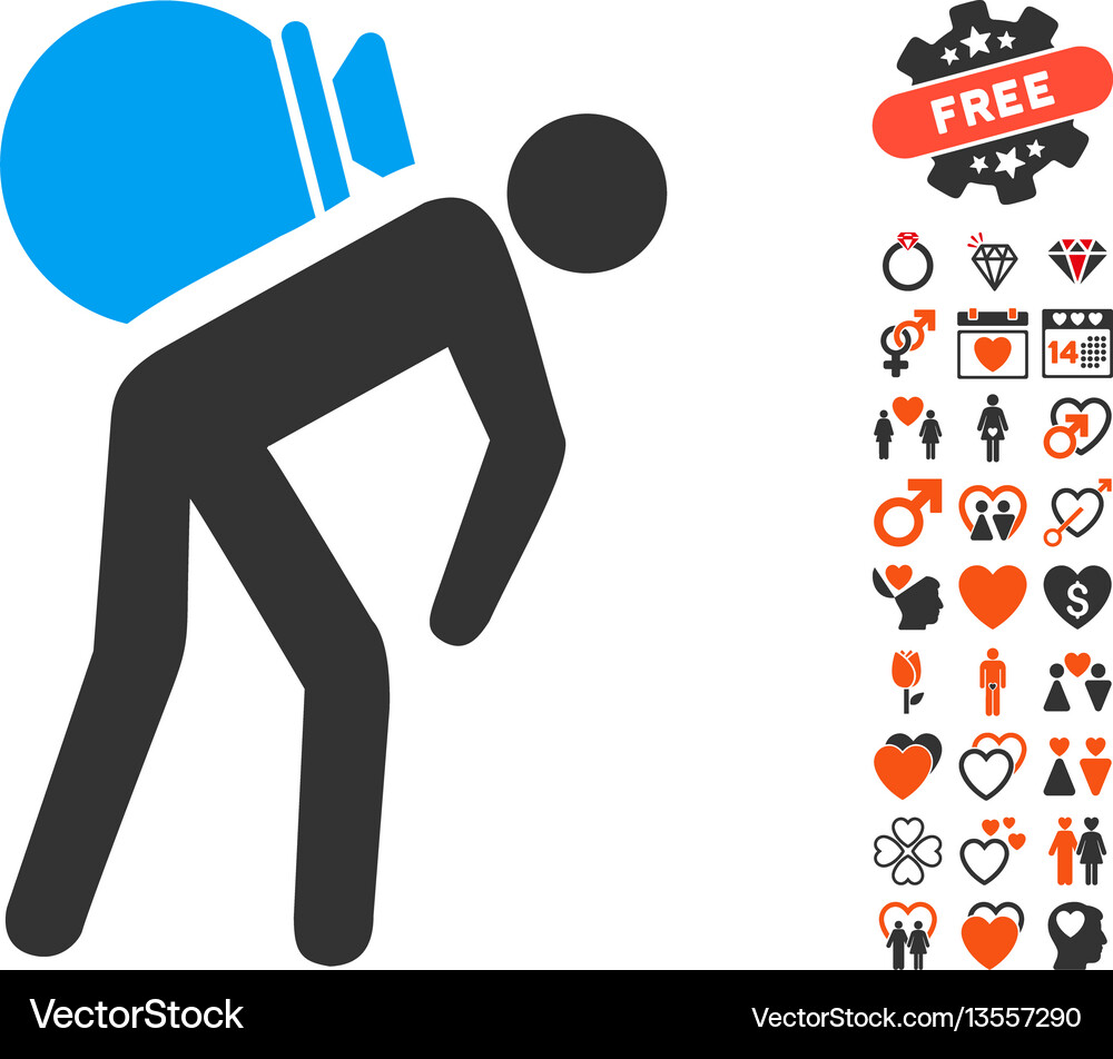 Porter icon with dating bonus Royalty Free Vector Image