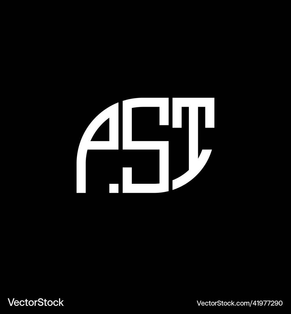 Pst letter logo design on black backgroundpst Vector Image
