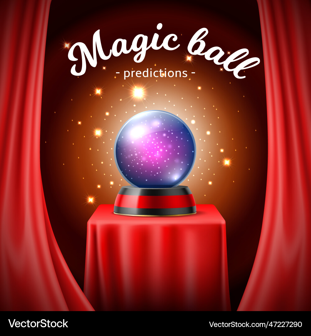 Realistic crystal ball poster 3d magic glass Vector Image