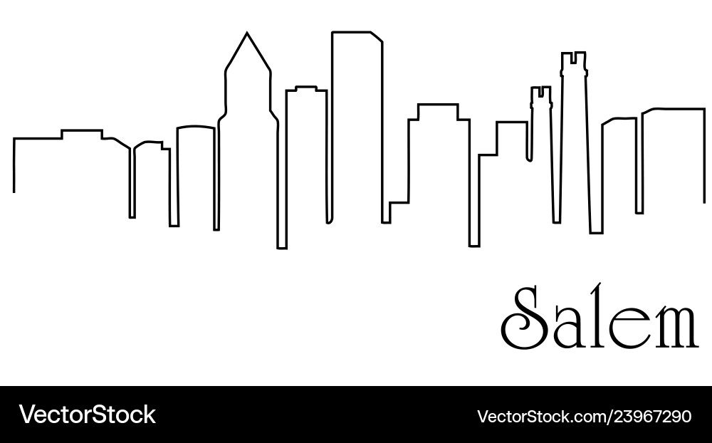 Salem city one line drawing Royalty Free Vector Image