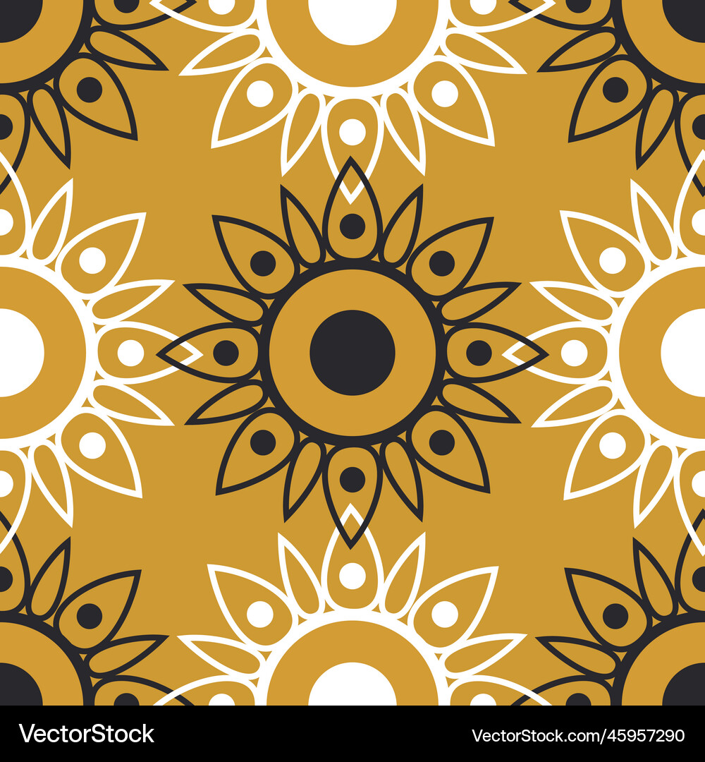 Symmetrical geometric openwork flowers sunflowers Vector Image