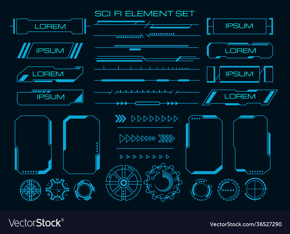 Techno cyber ux elements Royalty Free Vector Image