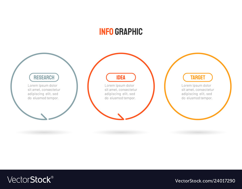 Thin line flat circle element with 3 options Vector Image