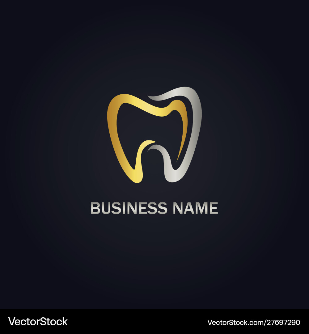 Tooth dental gold logo Royalty Free Vector Image