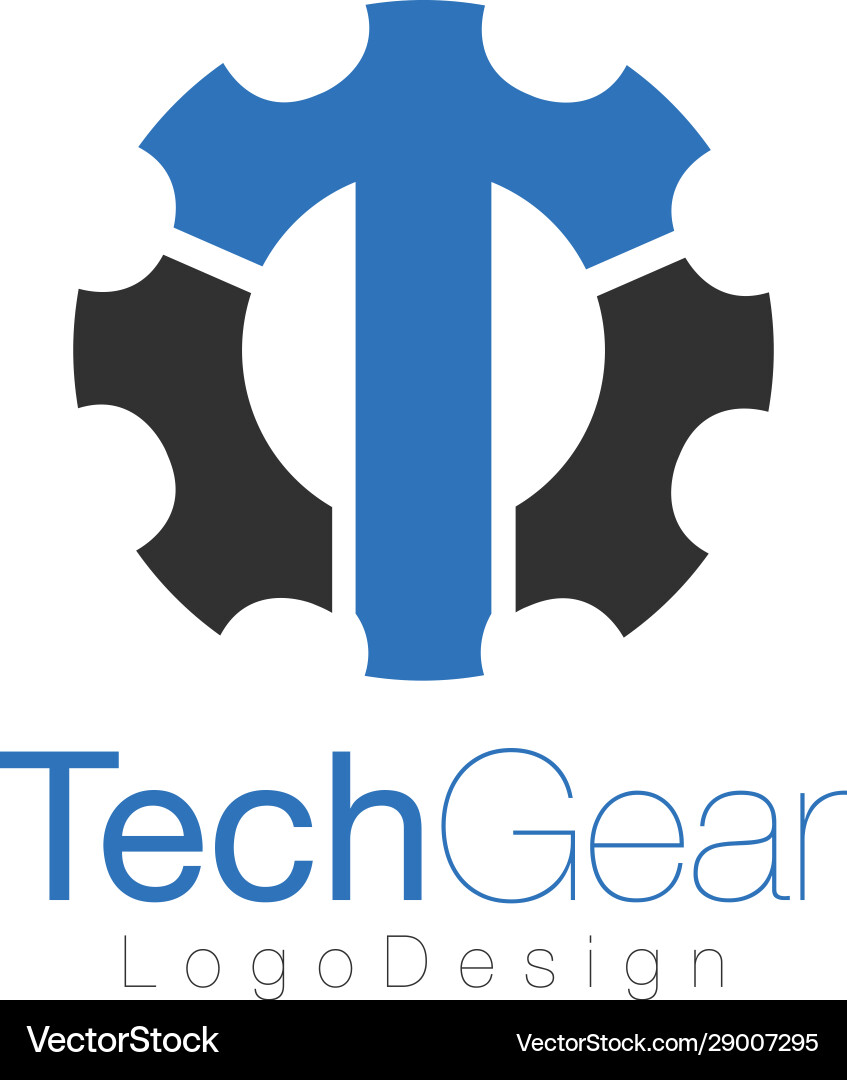 Abstract logo letter t in gear template Royalty Free Vector