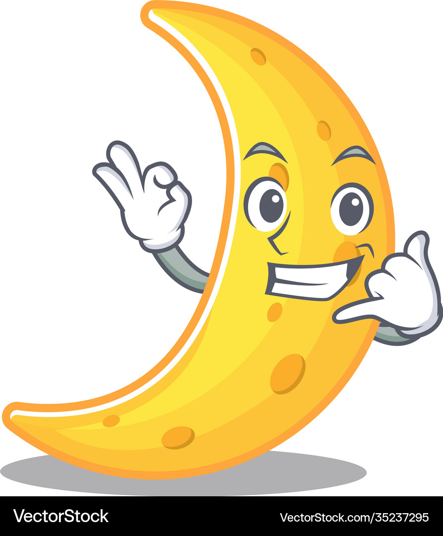 Cartoon design crescent moon with call me Vector Image