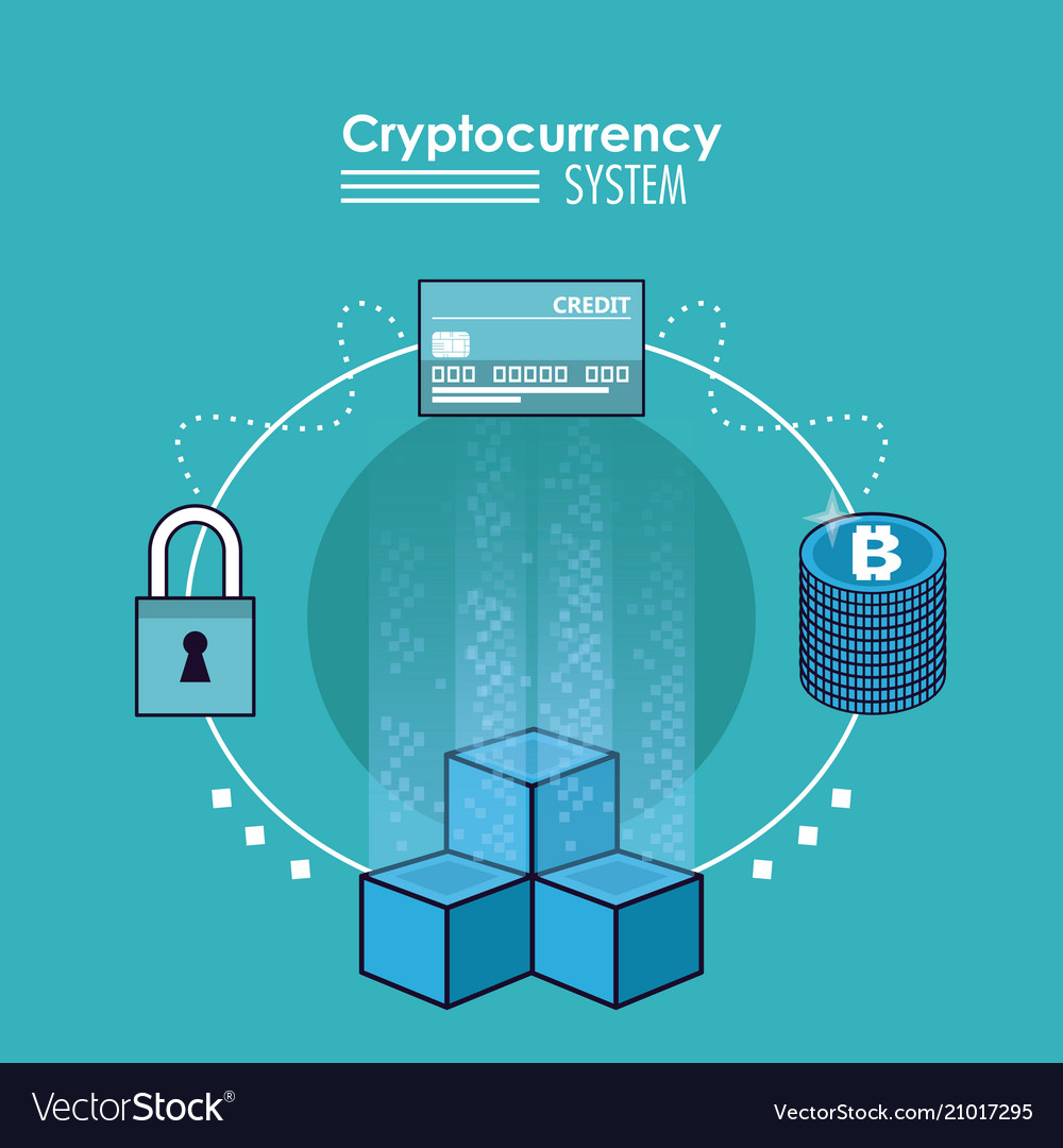 Cryptocurrency system technology Royalty Free Vector Image