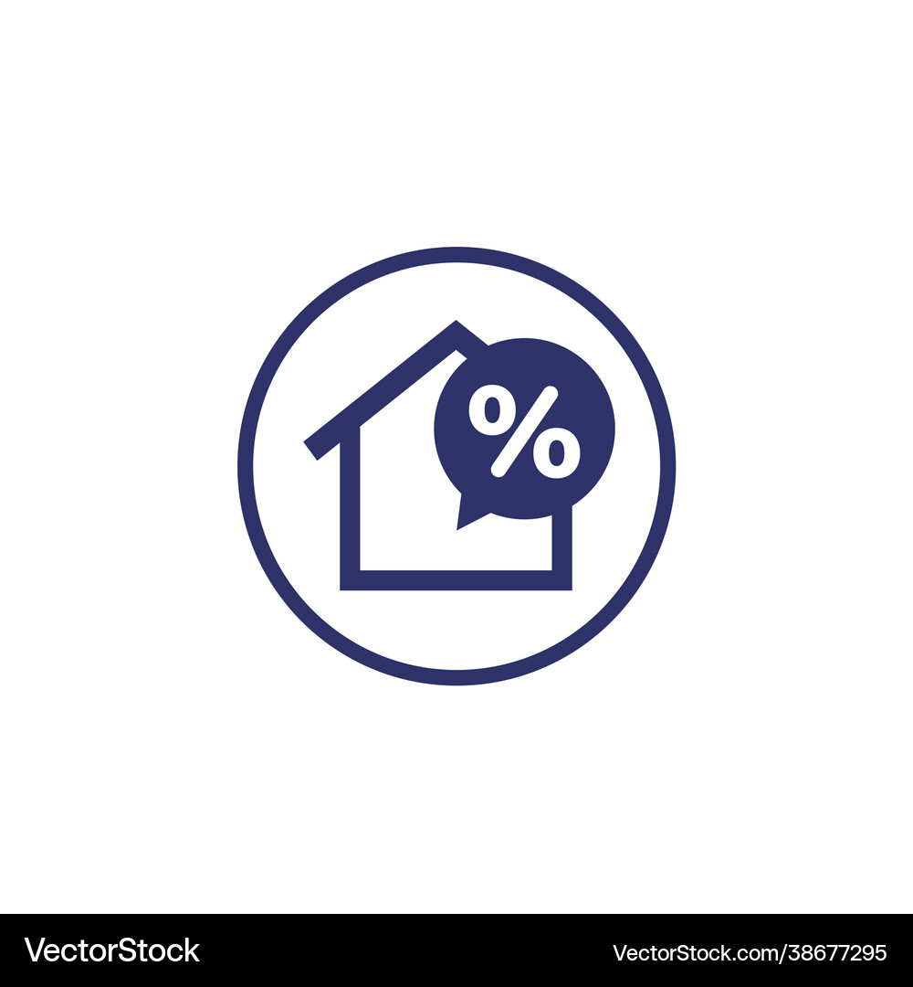 Mortgage loan rate icon on white Royalty Free Vector Image