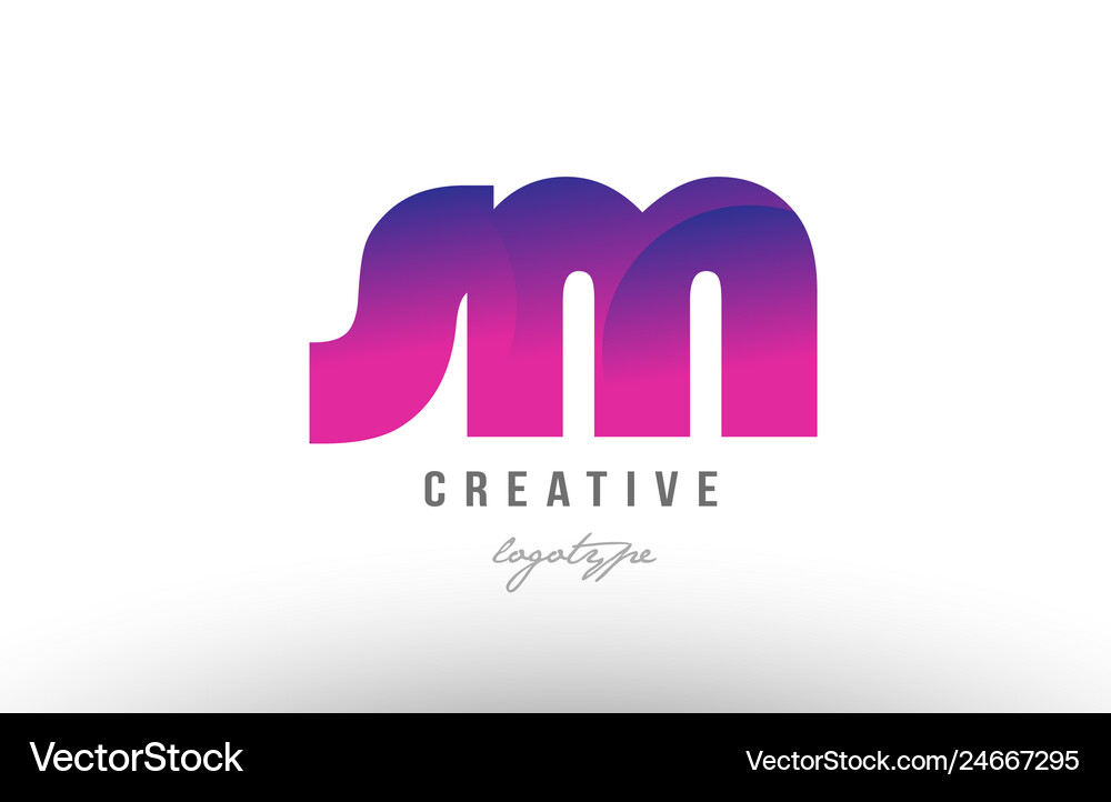 Pink gradient sm s m alphabet letter logo Vector Image
