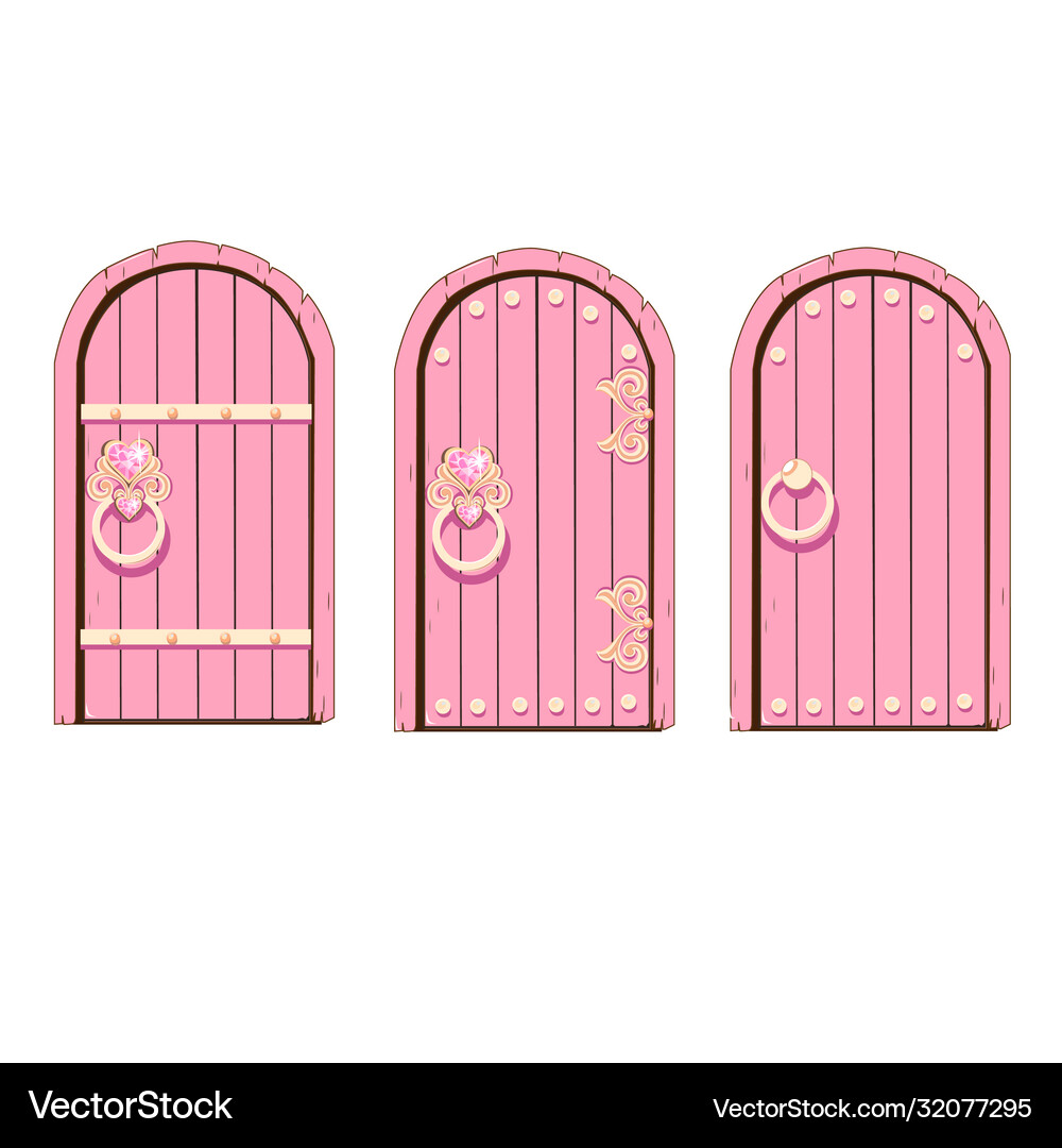 Pink wooden door Royalty Free Vector Image - VectorStock