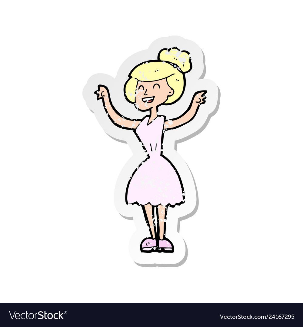 Retro distressed sticker a cartoon woman Vector Image