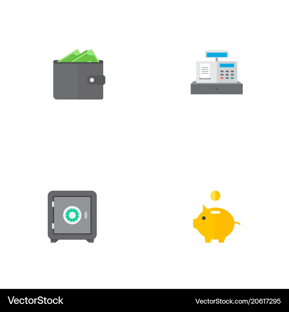 Set banking icons flat style symbols Royalty Free Vector