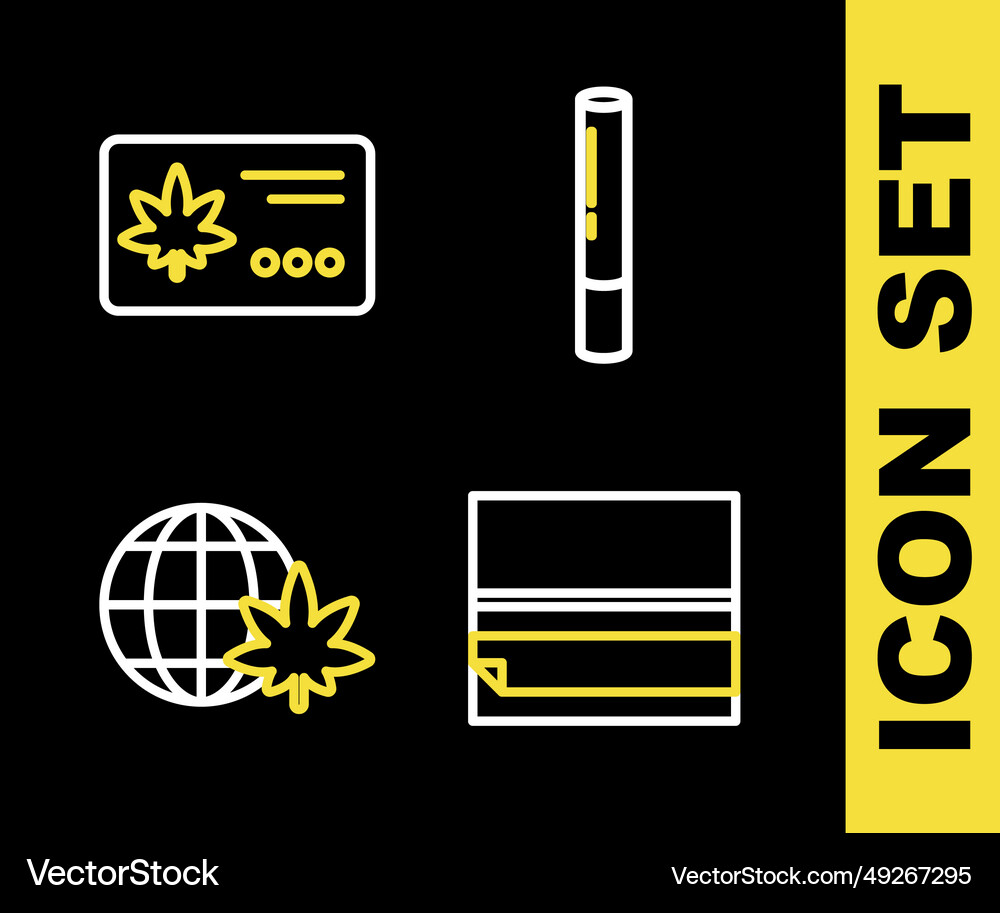 Set line marijuana joint rolling paper legalize Vector Image