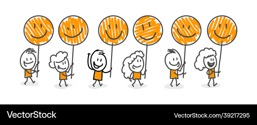 Stick figures funny hand drawn doodle line art Vector Image