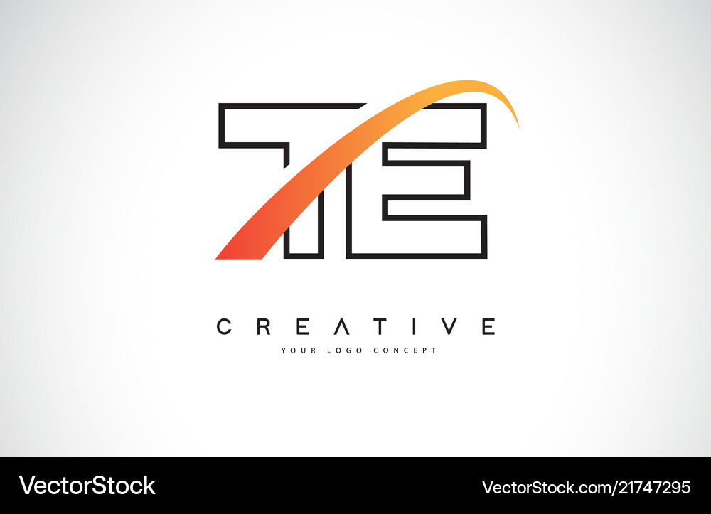 Te t e swoosh letter logo design with modern Vector Image